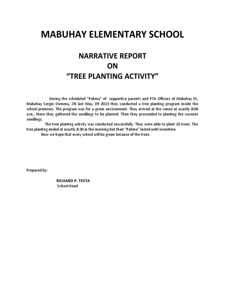 Narrative Report-Tree Planting | PDF