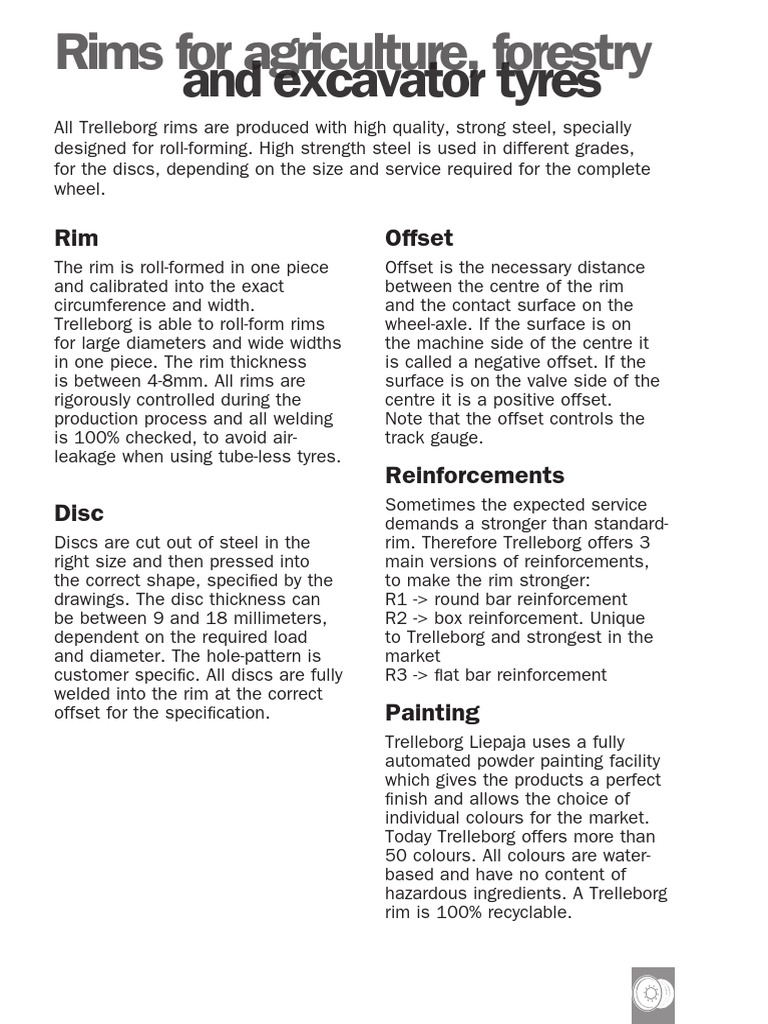 Trelleborg Rims For Agriculture Forestry Excavator | PDF | Tire | Industrial Processes