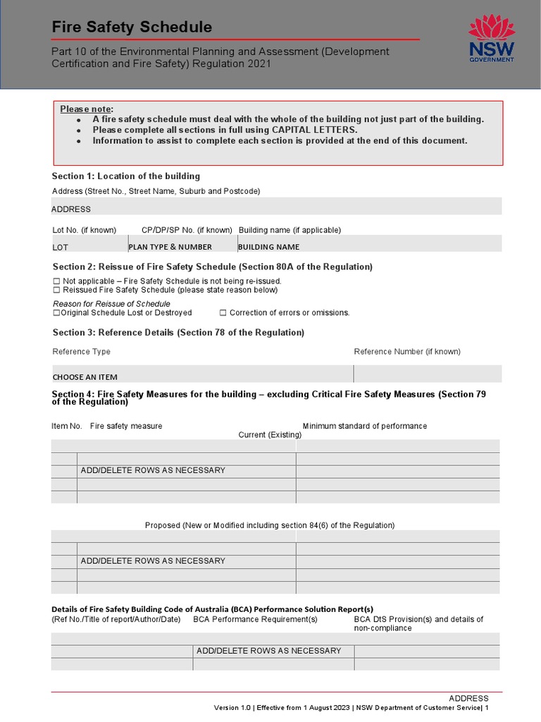 Fire Safety Schedule v1.0 | PDF