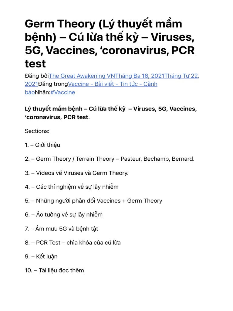 Germ Theory (Lý thuyết mầm bệnh) - Cú lừa thế kỷ - Viruses, 5G ...