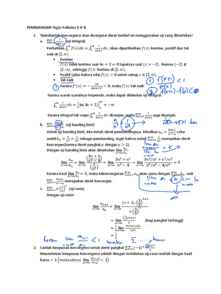 Pembahasan Tugas Kalkulus II If B | PDF