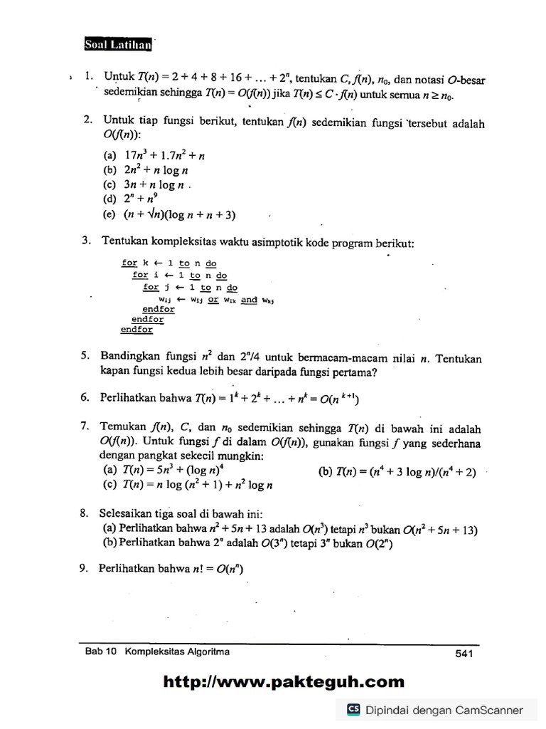 Soal Kompleksitas Algoritma | PDF