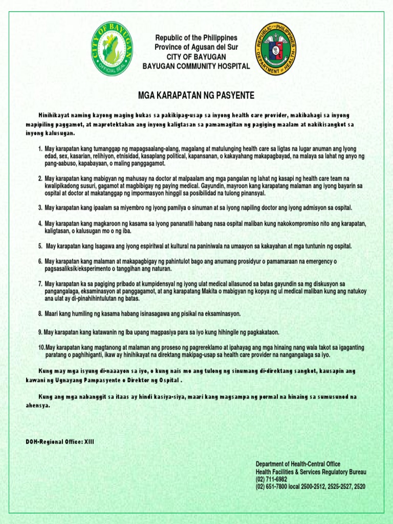 MGA KARAPATAN NG PASYENTE | PDF
