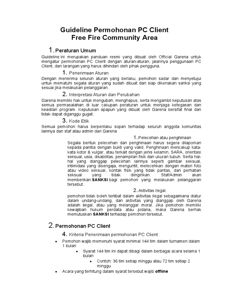 Guideline Permohonan PC Client | PDF
