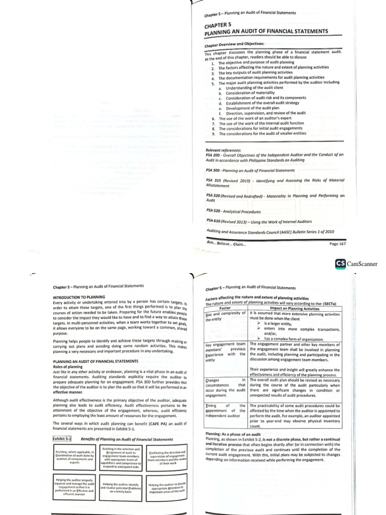 Chapter 5 Planning and Audit of Financial Statements | PDF