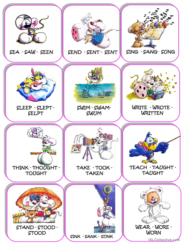 Irregular Verbs Cards Diddl 1_2 (1) | PDF