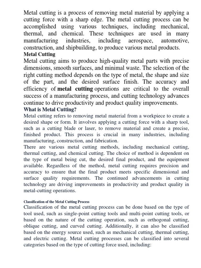 Metal Cutting | PDF