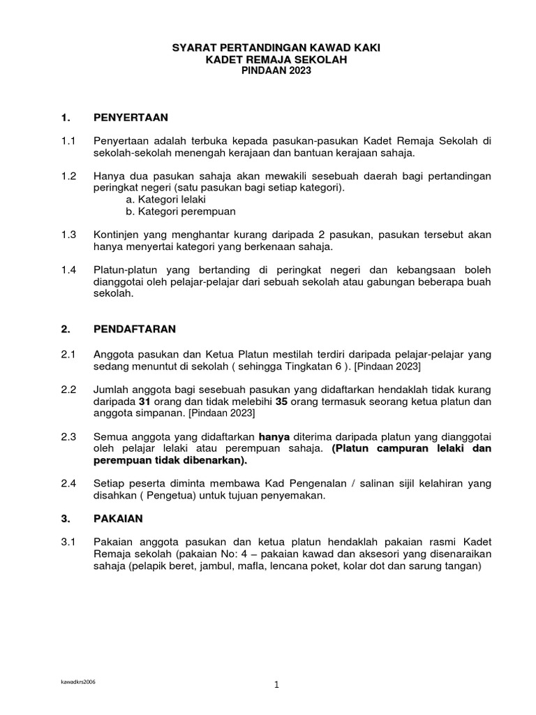 SYARAT KAWAD KAKI KRS Edited 2023 | PDF