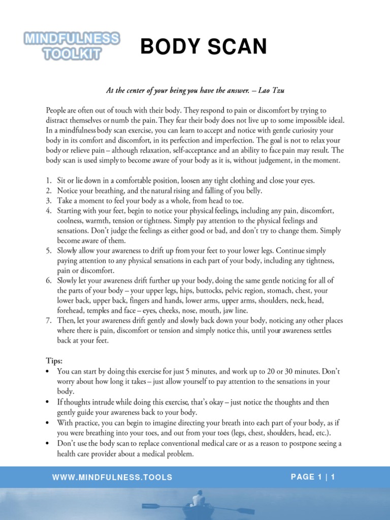 mindfulness toolkit body scan | PDF