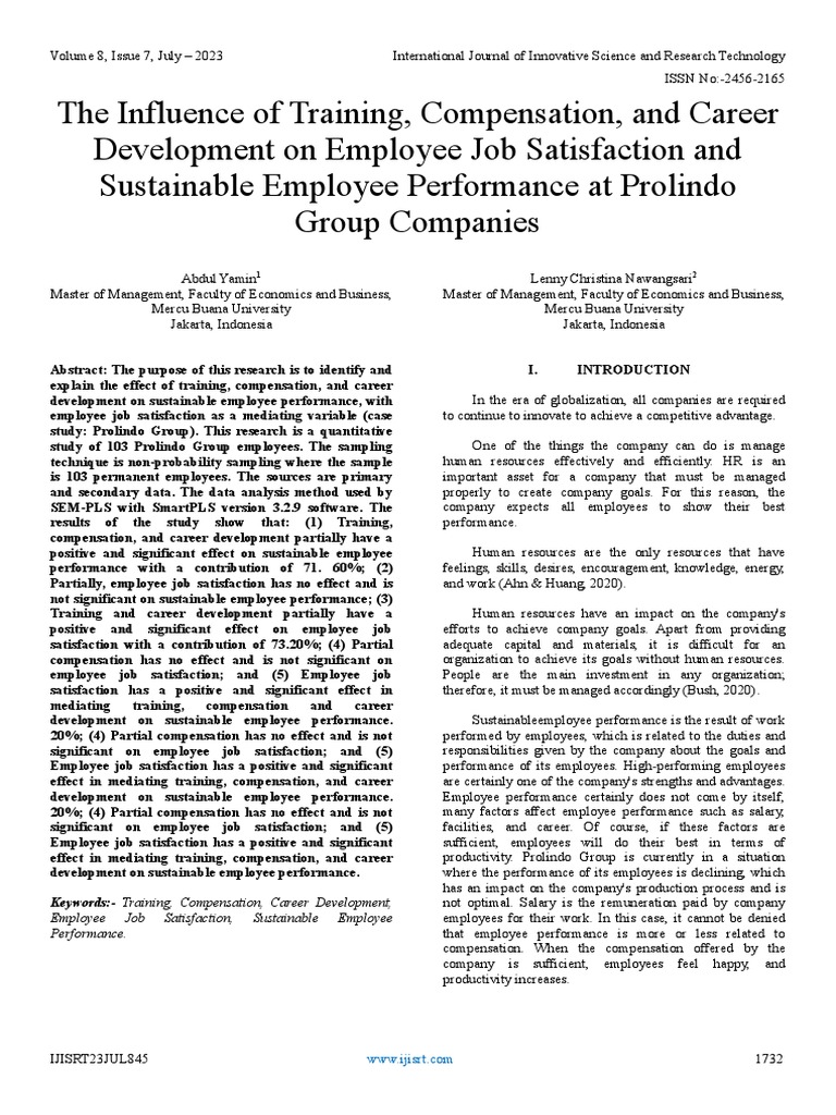 The Influence of Training, Compensation, and Career Development On ...