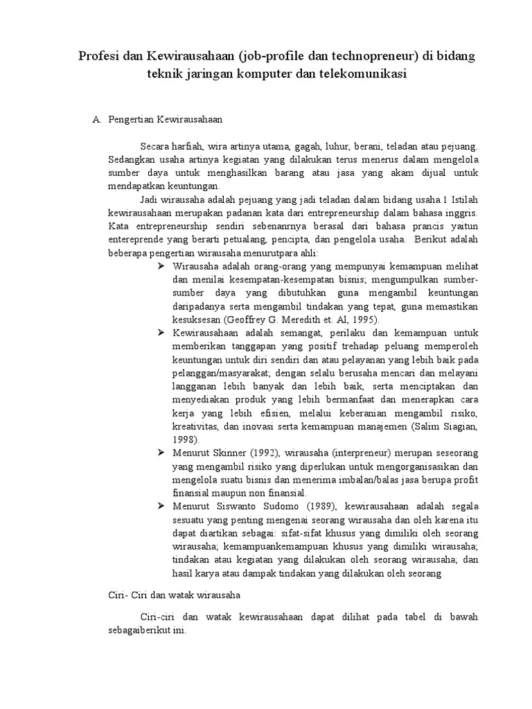 Materi Profesi Dan Kewirausahaan TKJ | PDF