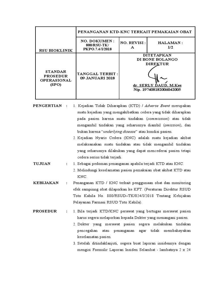 4.spo Penanganan KTD Dan KNC | PDF | Pengembangan Diri | Sains & Matematika