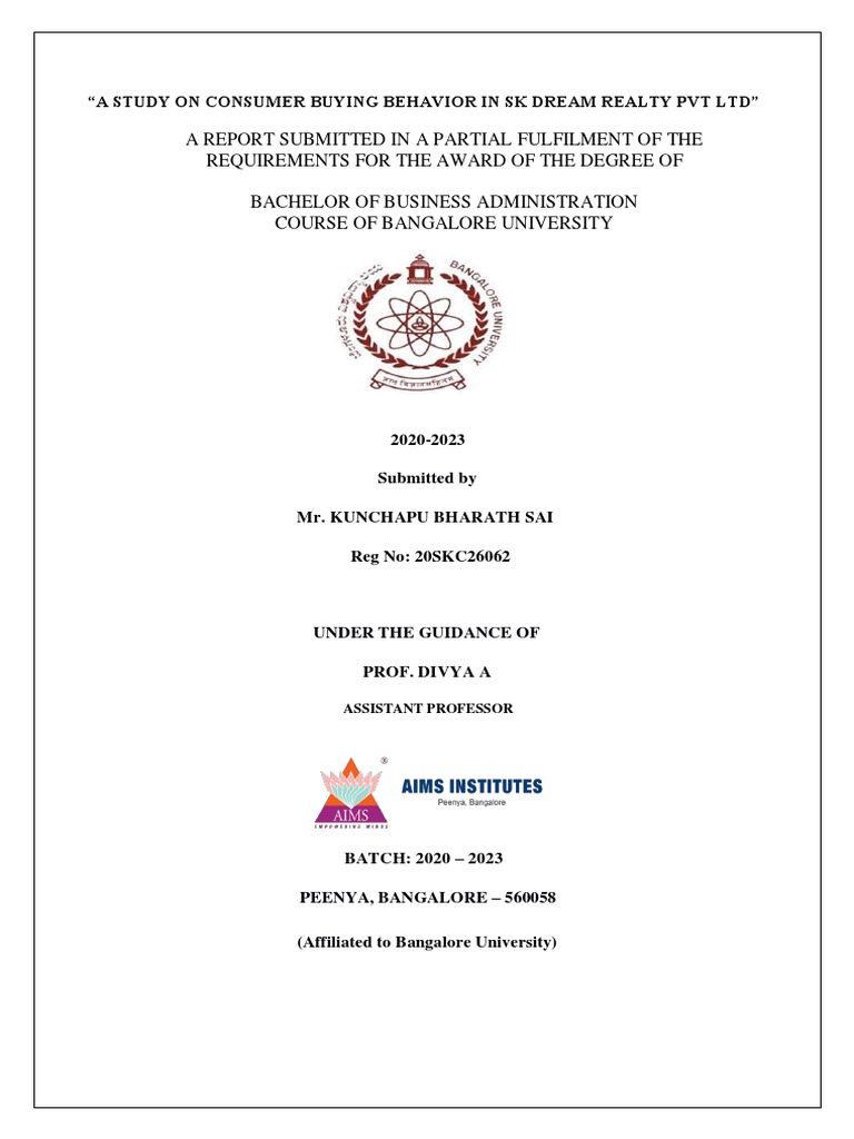 Bharath 6th Sem Project (Acharya College) | PDF | Survey Methodology | Consumer Behaviour