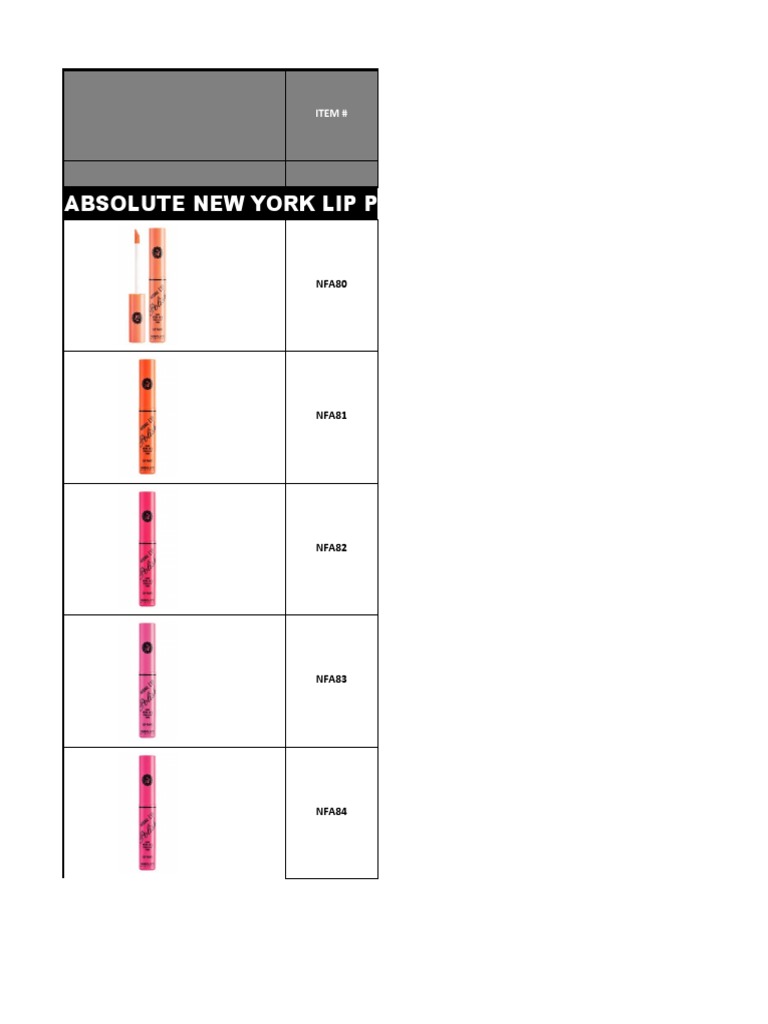 Absolute New York Price List | PDF | Length | Color