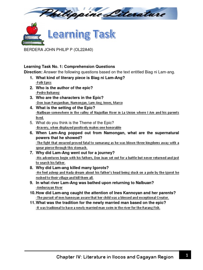Chapter IV - Learning Task Ollite001 | PDF