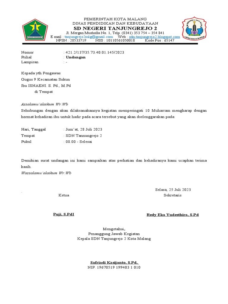 Surat Undangan Untuk Pengawas | PDF