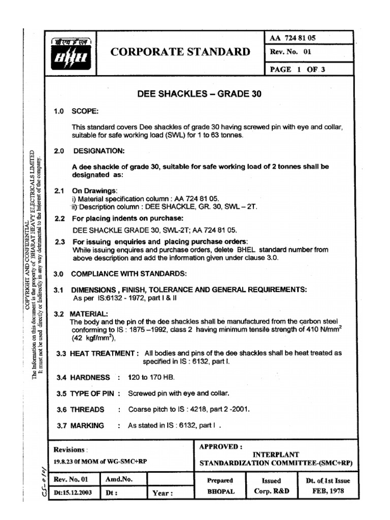 Bhel-D Shackle STD | PDF
