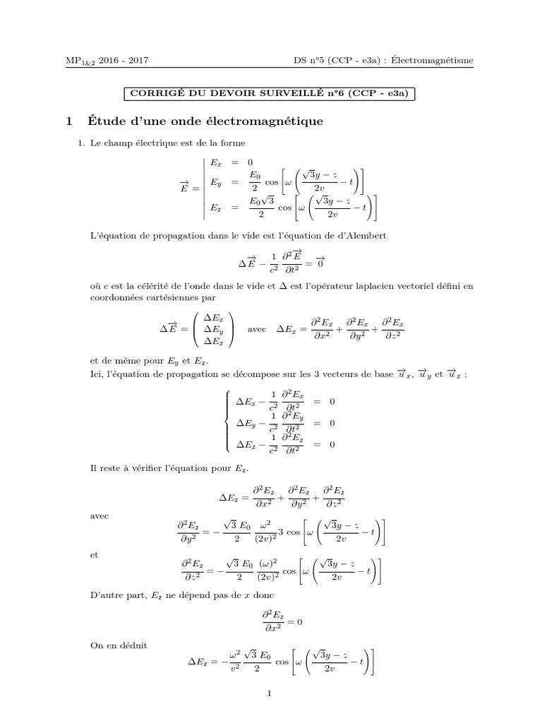 DS6 Corrige | PDF | Vagues | Électromagnétisme