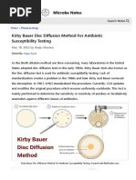Kirby-Bauer Disk Diffusion Test Guide | PDF | Biology | Microbiology
