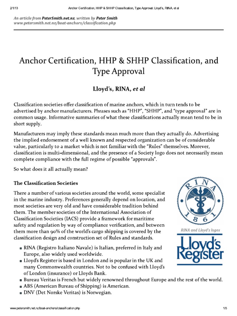 Anchor Certification, HH.. | PDF