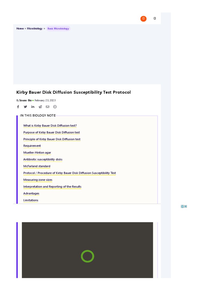 Kirby Bauer Disk Diffusion Susceptibility Test Protocol | PDF | Biology ...