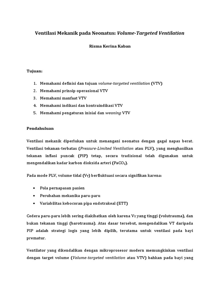Ventilasi Volume-Targeted untuk Neonatus | PDF | Kesehatan Holistik