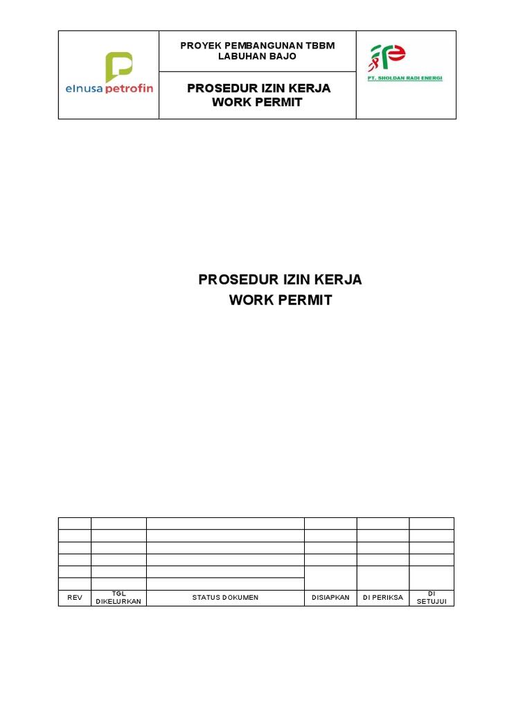 Prosedur Izin Kerja TBBM Labuhan Bajo | PDF | Teknologi & Rekayasa