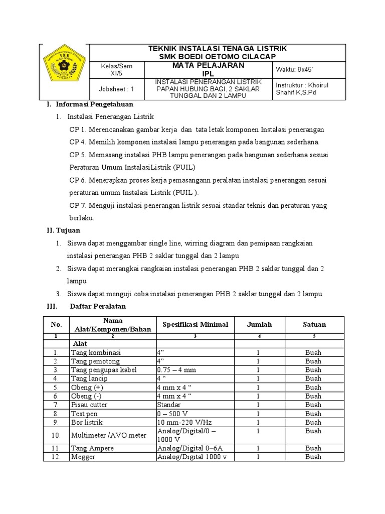 Jobsheet Ipl Kelas Xi | PDF