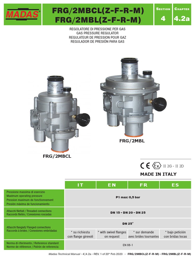 DS - Pressure Regulator - Madas - FRG - 2MBLZ | PDF
