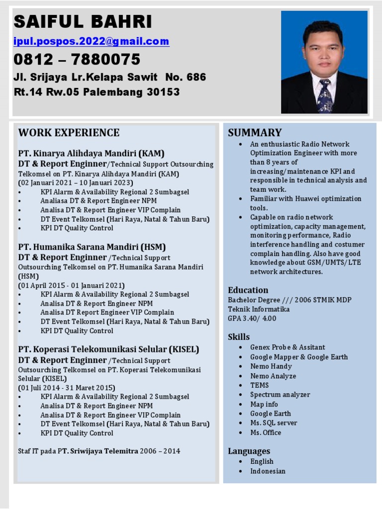 CV Saiful Bahri RF | PDF