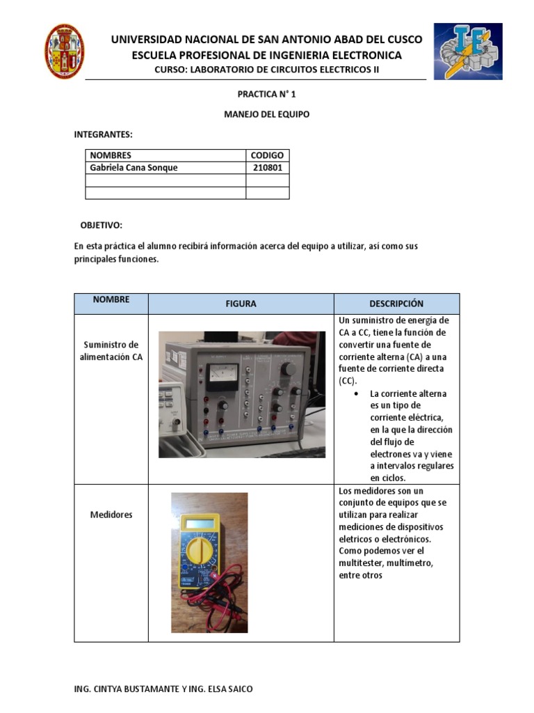 PRACTICA 01-Labo Circuitos 1 | PDF