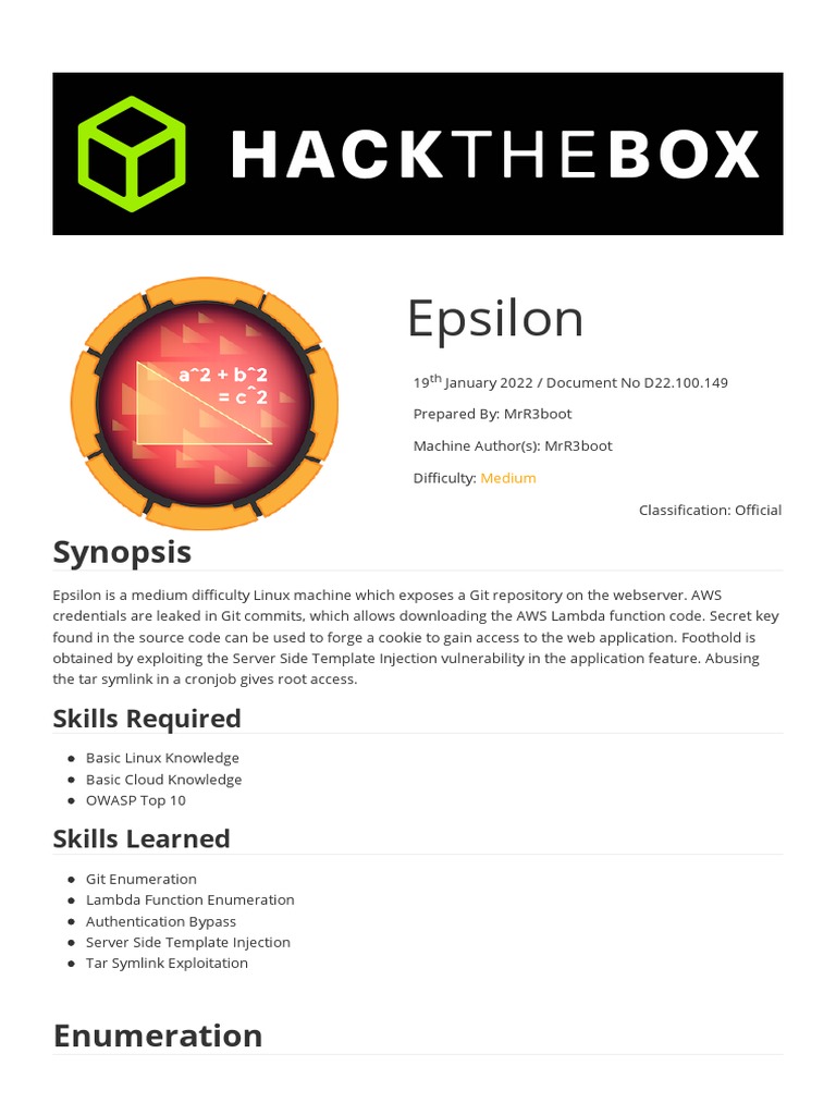 Epsilon | PDF