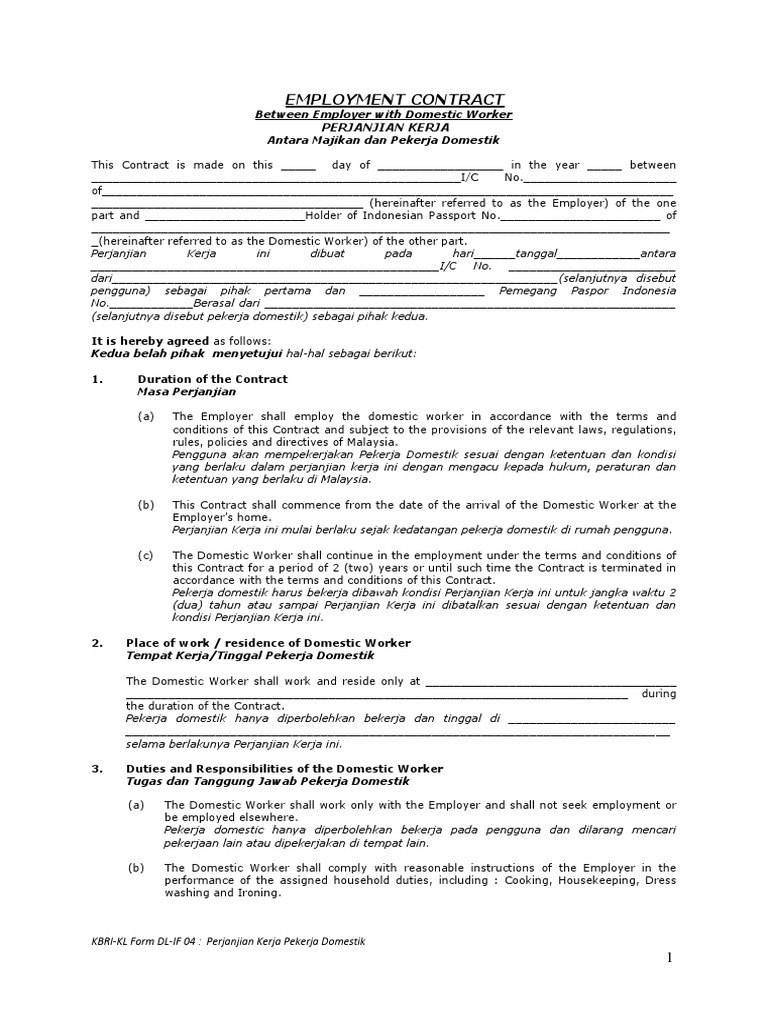 Indonesia Employment Contract | PDF