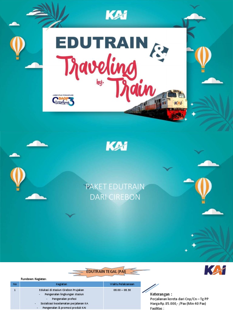 New Price List & Rundown Paket Edutrain & Traveling by Train | PDF