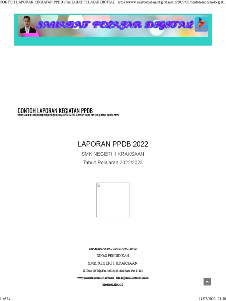 CONTOH LAPORAN KEGIATAN PPDB SAHABAT PELAJAR DIGITAL | PDF