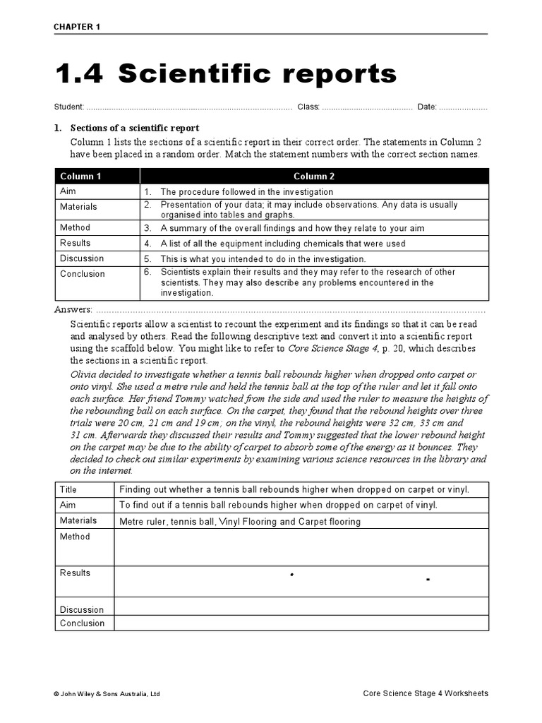 1.4 Scientific Reports: 1. Sections of A Scientific Report | PDF