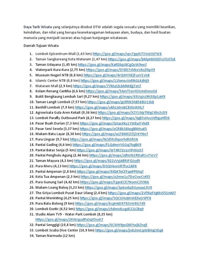 DTS (Daya Tarik Wisata) | PDF