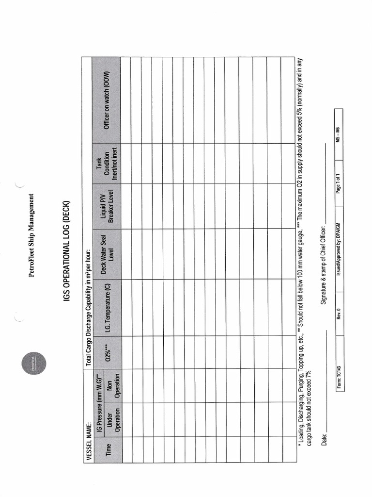 Form TC143 - Igs Operational Log Deck | PDF
