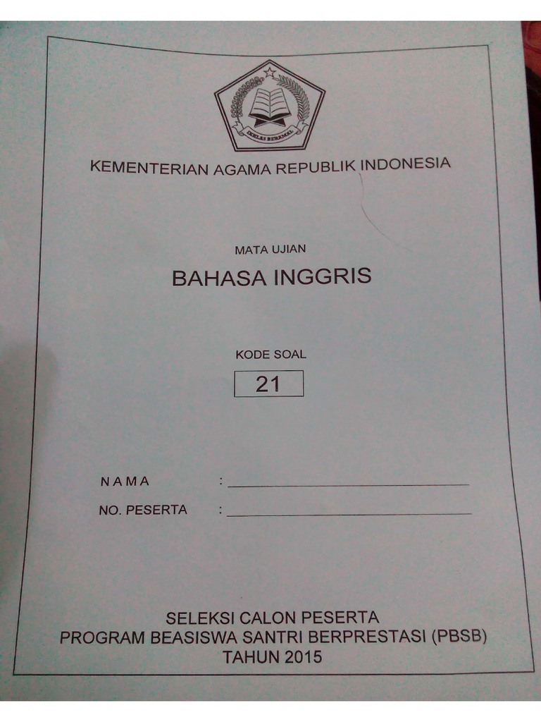 Soal PBSB Bahasa Inggris | PDF