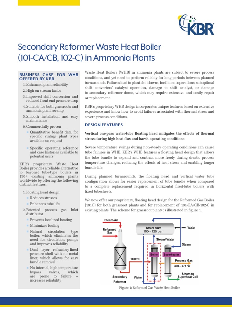 Secondary Reformer Waste Heat Boiler in Ammonia Plants Handout | PDF