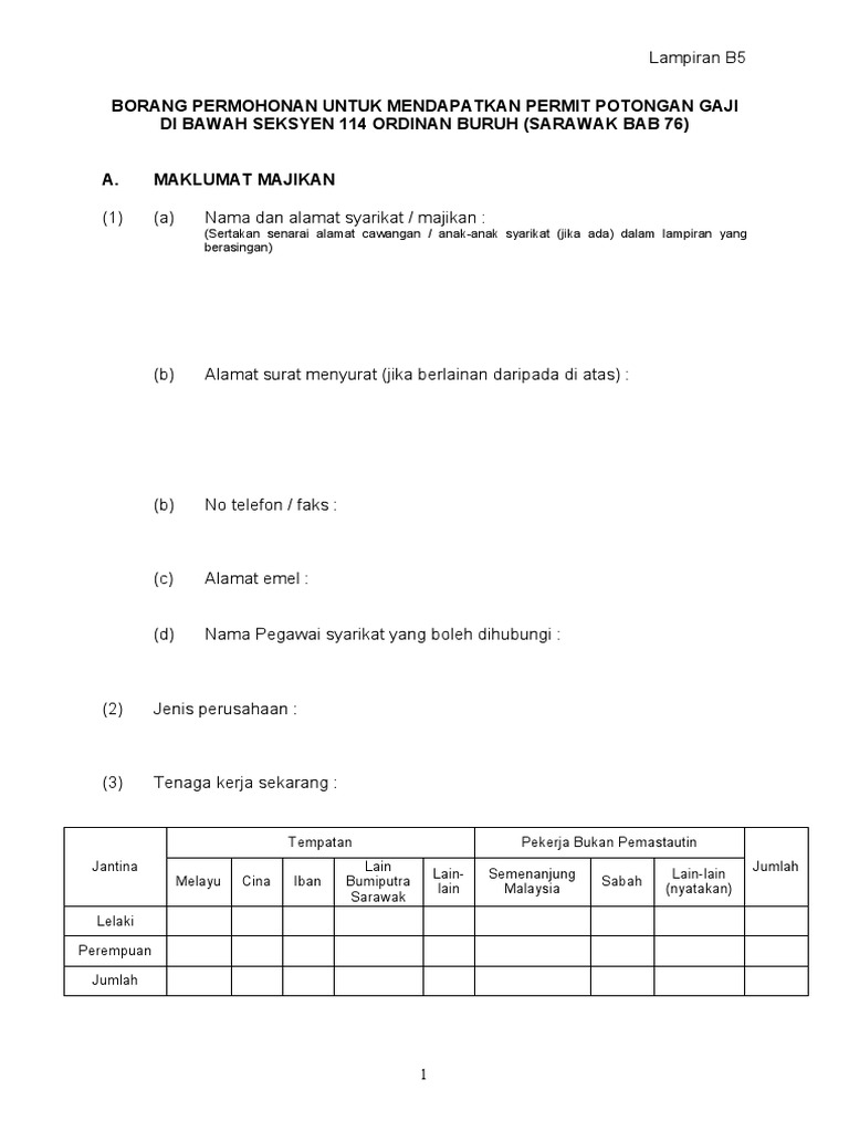 B5 Borang Permit Potongan Gaji | PDF