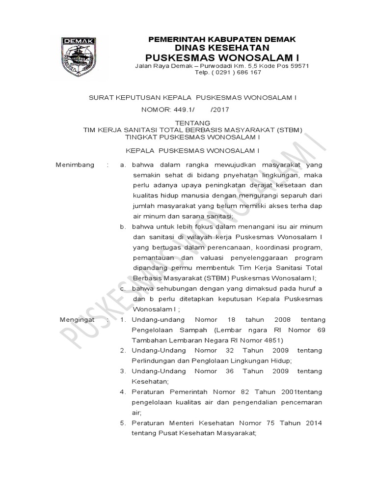 SK TIM STBM TINGKAT PUSKESMAS | PDF