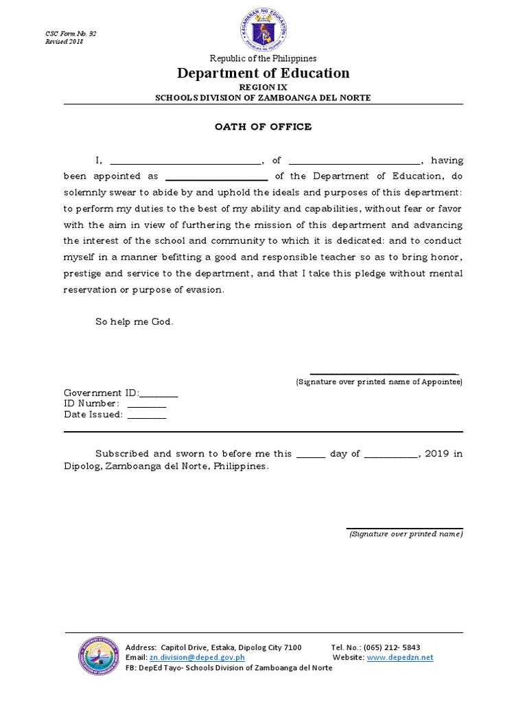 Oath of Office Form No. 32 | PDF