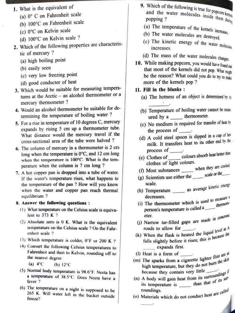 Heat Class7 | PDF | Temperature | Fahrenheit