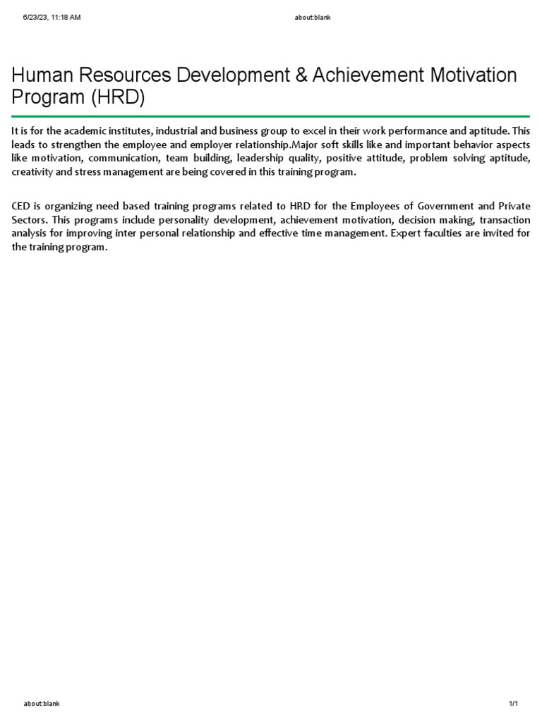 HRD Training for Employee Motivation | PDF | Business | Self-Improvement