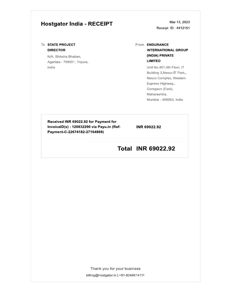 Hostgator Receipt | PDF