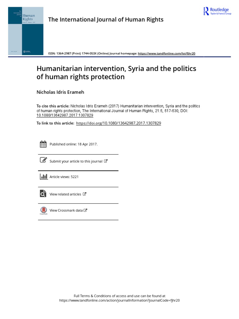 Humanitarian Intervention Syria and The Politics of Human Rights Protection | PDF