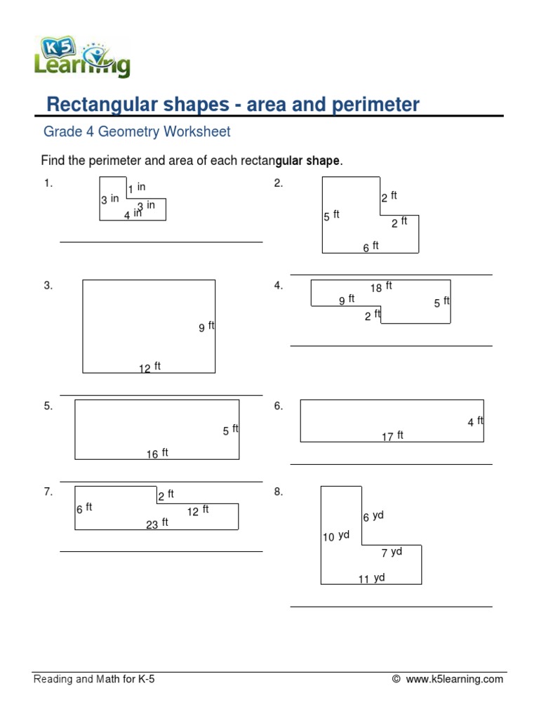 Grade 4 Geometry Rectangular Shapes Area Perimeter A | Download Free ...
