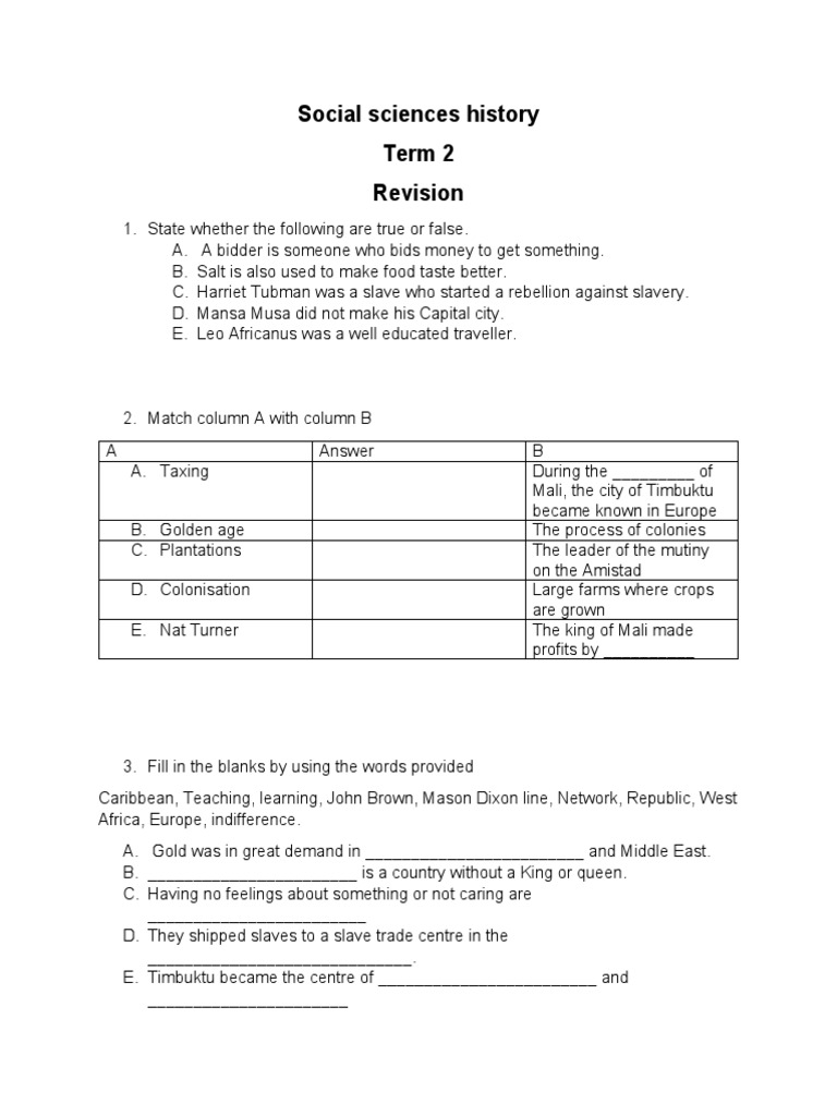 History Revision | PDF | Slavery | Atlantic Slave Trade