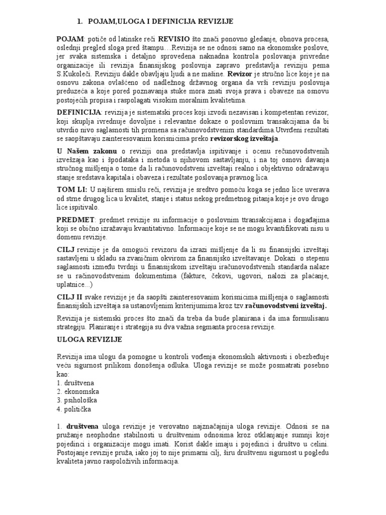 Revizija Skripta | PDF